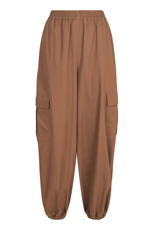Max Mara Cotton Baggy Cargo Trousers With Elasticated Waistband