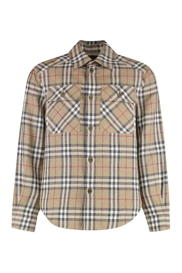 Burberry Checkered Cotton-linen Shirt With Flap Pockets