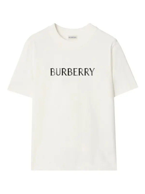Burberry Ribbed Collar Cotton T-shirt With Logo Print