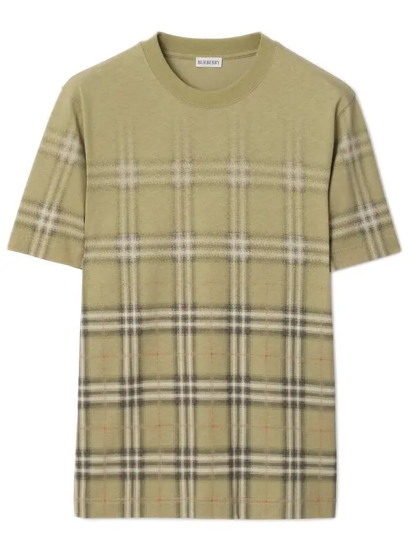 Burberry Faded Check Cotton Polo With Ribbed Collar