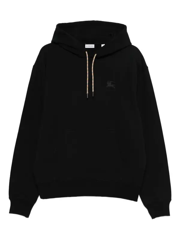 Burberry Drawcord Hood Sweatshirt With Equestrian Knight Embroidery - Nero