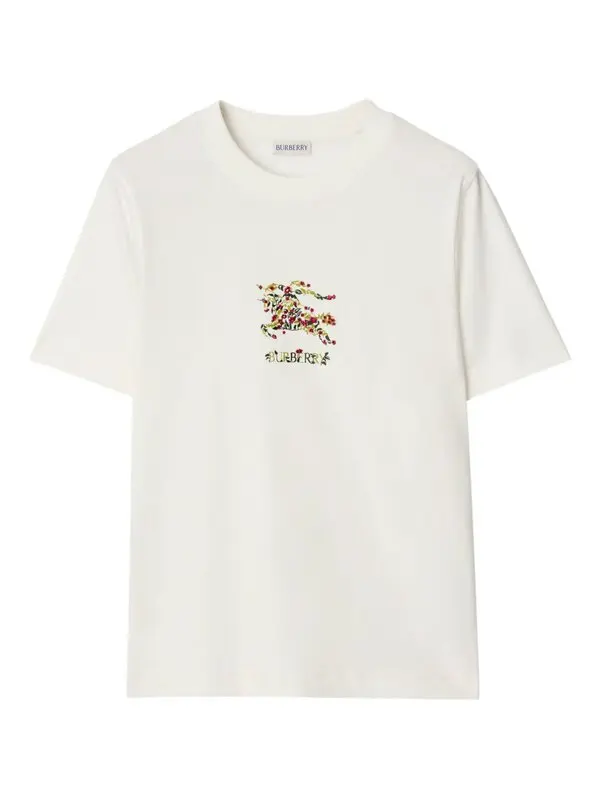 Burberry Rib-knit Neckline T-shirt With Embroidered Equestrian Knight
