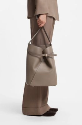 BOSS Leather Bucket Bag With Gold-tone Hardware