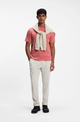 BOSS Tonal Flocked-logo T-shirt In Stretch Cotton