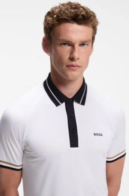 BOSS Active Slim-fit Polo Shirt With Branded Details