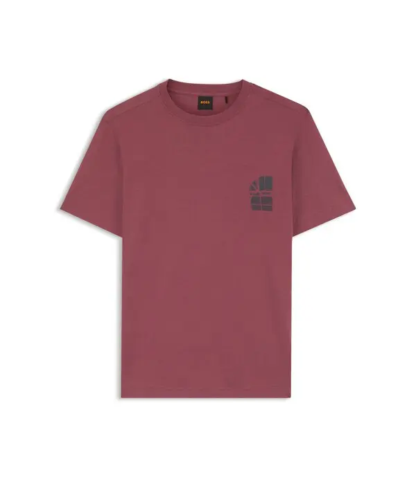 BOSS Cotton-jersey T-shirt With Graphic Print - Red