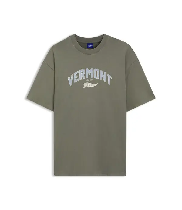 Hugo Oversized Cotton T-shirt With Graphic Print