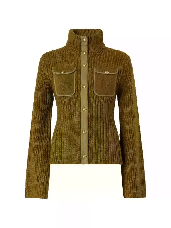 Pinko Ribbed-knit Buttoned Cardigan
