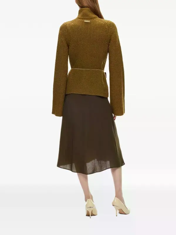 Pinko Ribbed Knit Buttoned Cardigan With High Neck