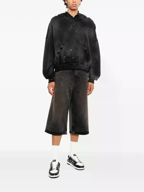 MOOJI MOOJI Paint-splatter Distressed Hoodie