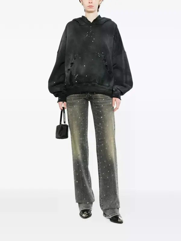 MOOJI MOOJI Paint-splatter Distressed Hoodie