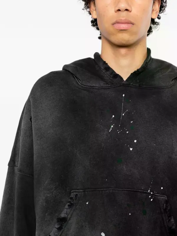 MOOJI MOOJI Paint-splatter Distressed Hoodie
