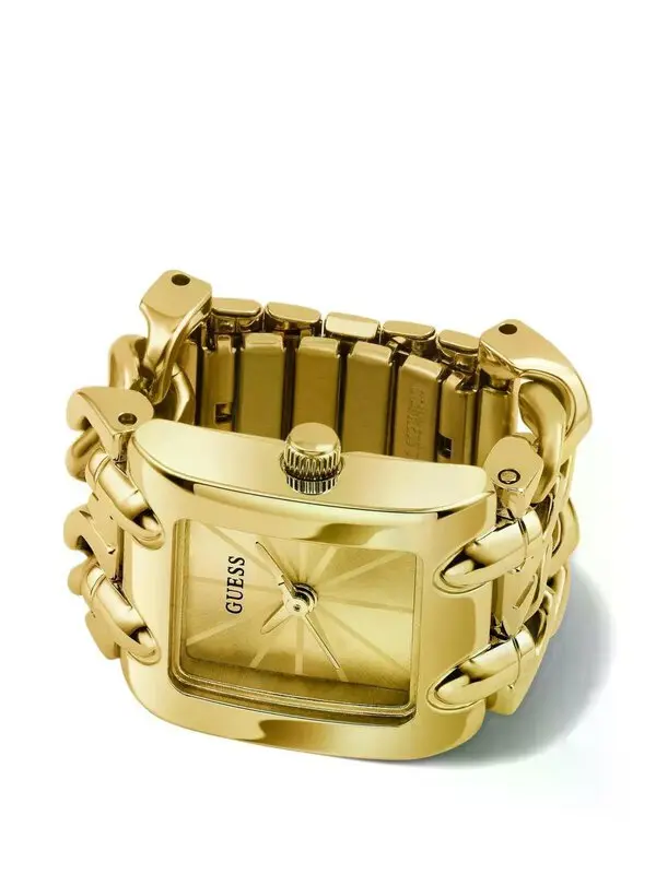 Guess Tone Square Case Ring Watch