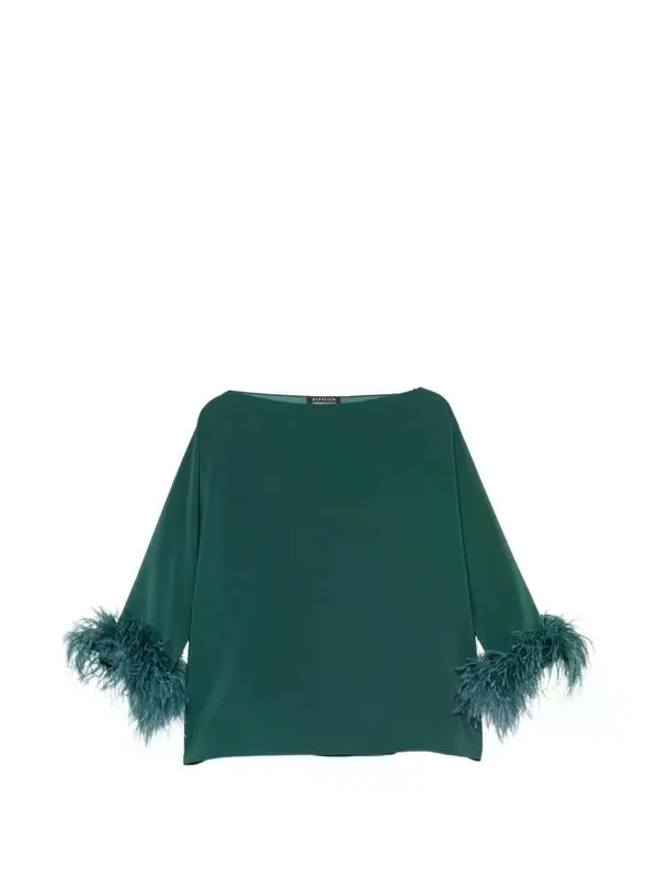 GIANLUCA CAPANNOLO Laura Feather-trim Top - Green