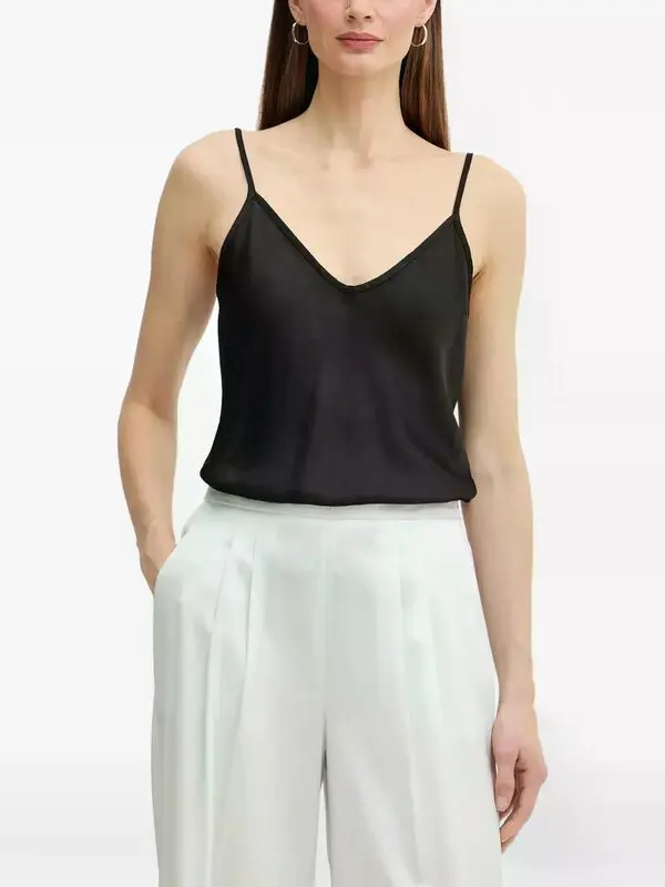 FRACOMINA Logo Appliqué V-neck Top - Black