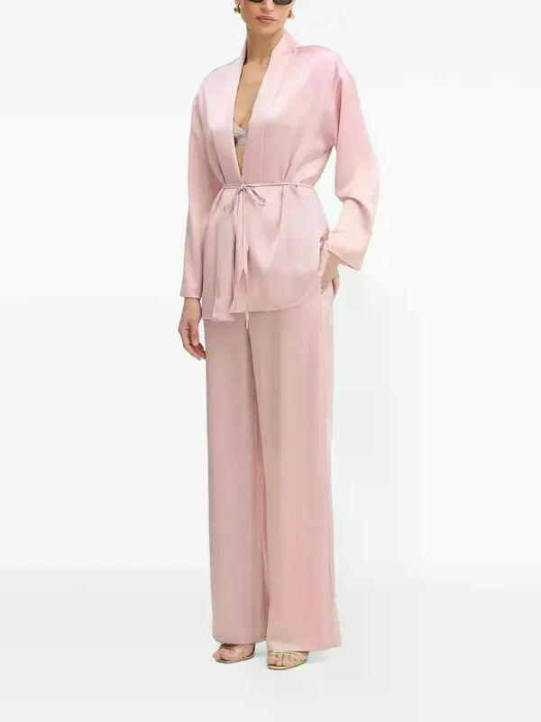 FRACOMINA Tie-waist V-neck Satin Jacket