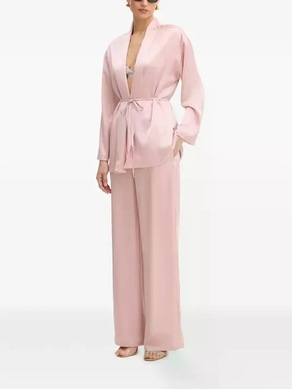 FRACOMINA Tie-waist V-neck Satin Jacket - Pink