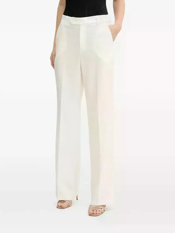 FRACOMINA Logo Plaque Wide Leg Trousers - White