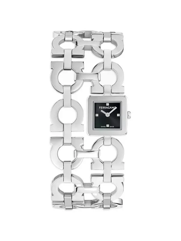 FERRAGAMO Double Gancini 19mm Watch - Black