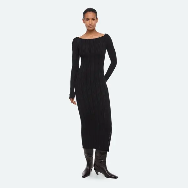 Helmut Lang Open Rib Long Sleeve Dress