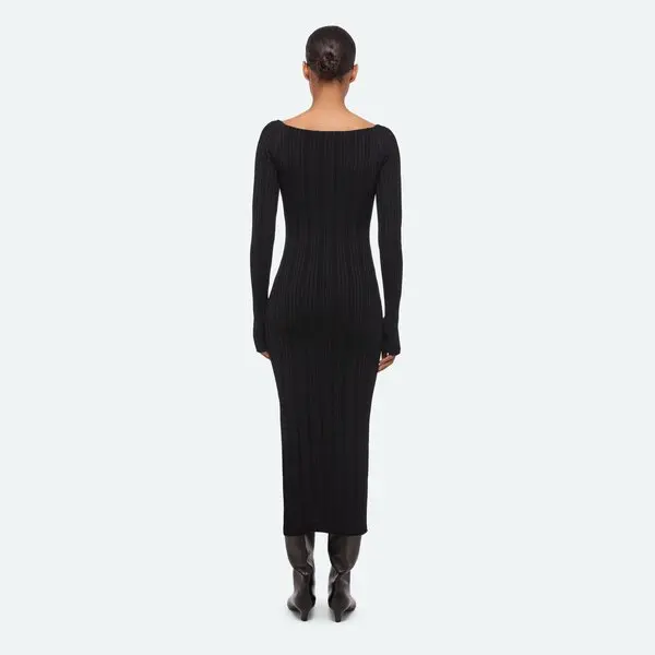 Helmut Lang Open Rib Long Sleeve Dress