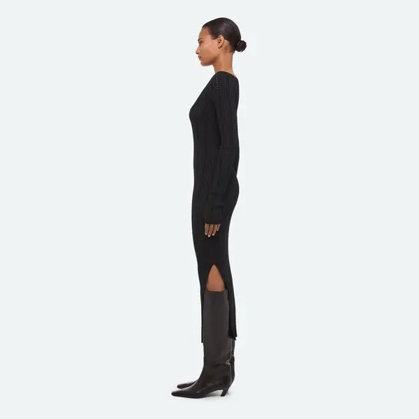 Helmut Lang Open Rib Long Sleeve Dress