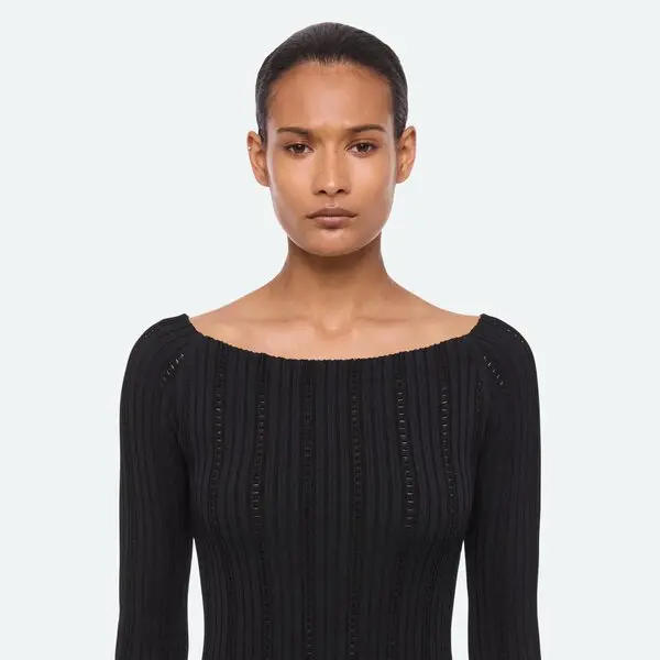 Helmut Lang Open Rib Long Sleeve Dress