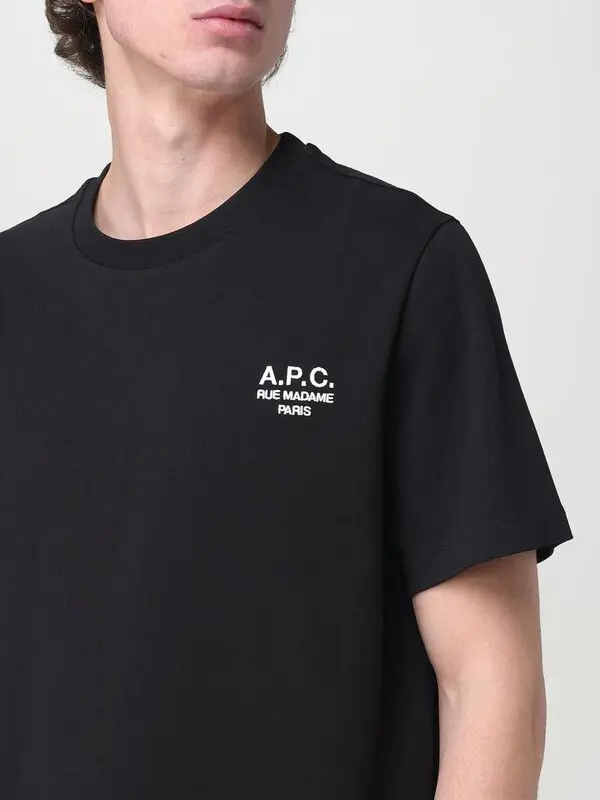 A.p.c. Contrasting Printed Logo Short-sleeved Cotton T-shirt - Black