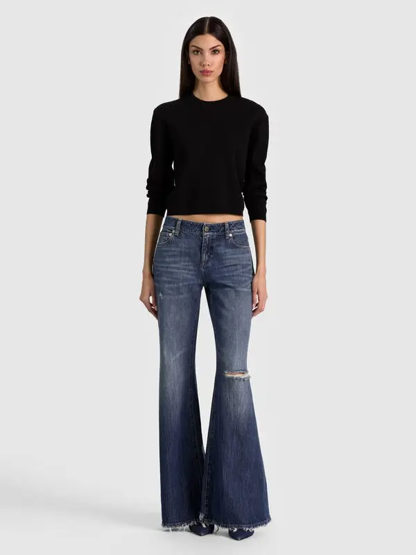Alice + Olivia Callum Pullover With Lace Up Back - Black