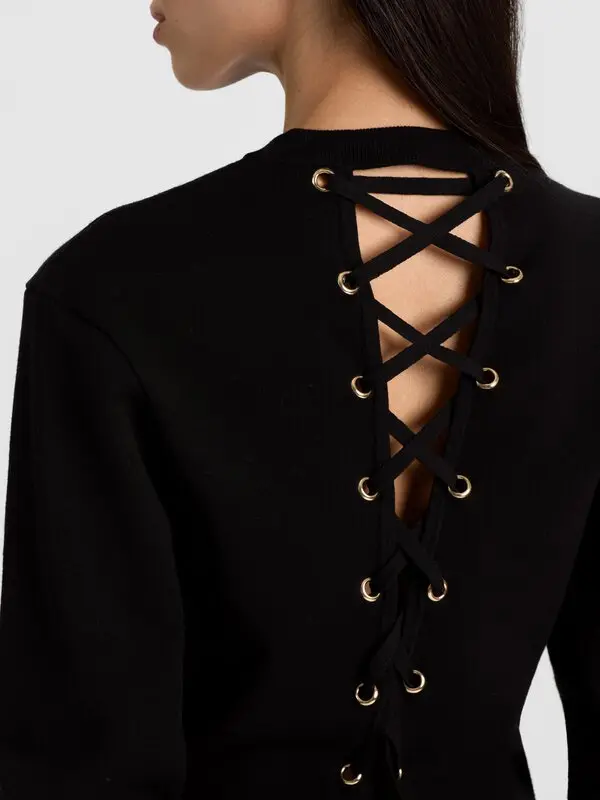 Alice + Olivia Callum Pullover With Lace Up Back - Black