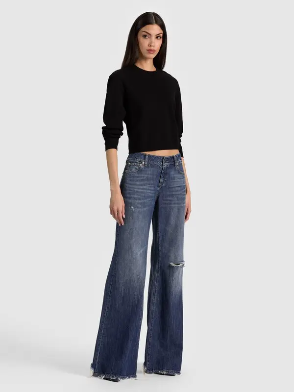 Alice + Olivia Callum Pullover With Lace Up Back - Black