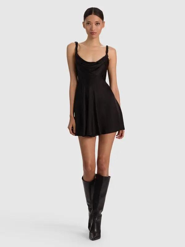 Alice + Olivia Monique Twist Strap Mini Dress - Black
