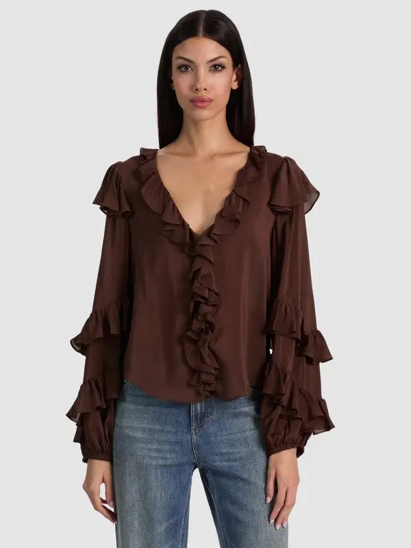 Alice + Olivia Rylee Ruffle Blouse