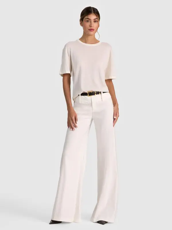 Alice + Olivia Amelie Cashmere Knit Tee - Soft White