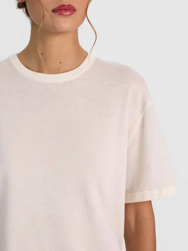 Alice + Olivia Amelie Cashmere Knit Tee - Soft White