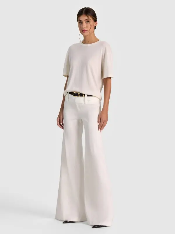 Alice + Olivia Amelie Cashmere Knit Tee - Soft White