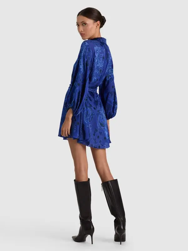 Alice + Olivia Margaux Tie Front Mini Dress - Boundless Paisley