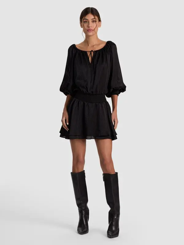 Alice + Olivia Pauline Off-the-shoulder Drop Waist Mini Dress