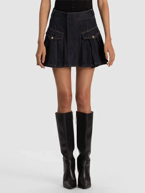 Alice + Olivia Trinity Denim Ruffle Skirt