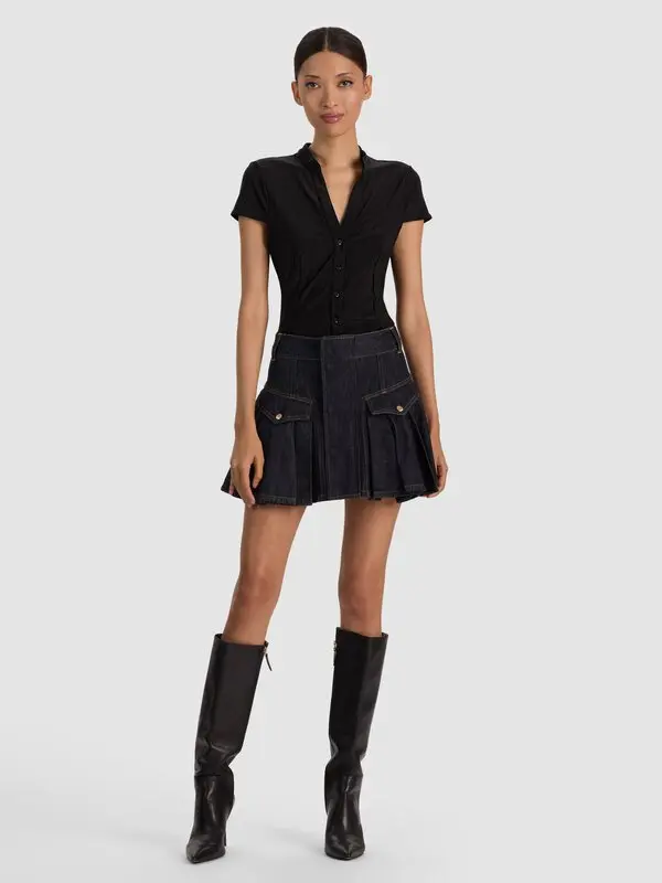 Alice + Olivia Trinity Denim Ruffle Skirt