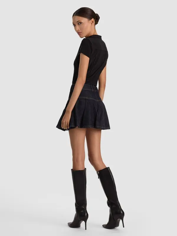 Alice + Olivia Trinity Denim Ruffle Skirt