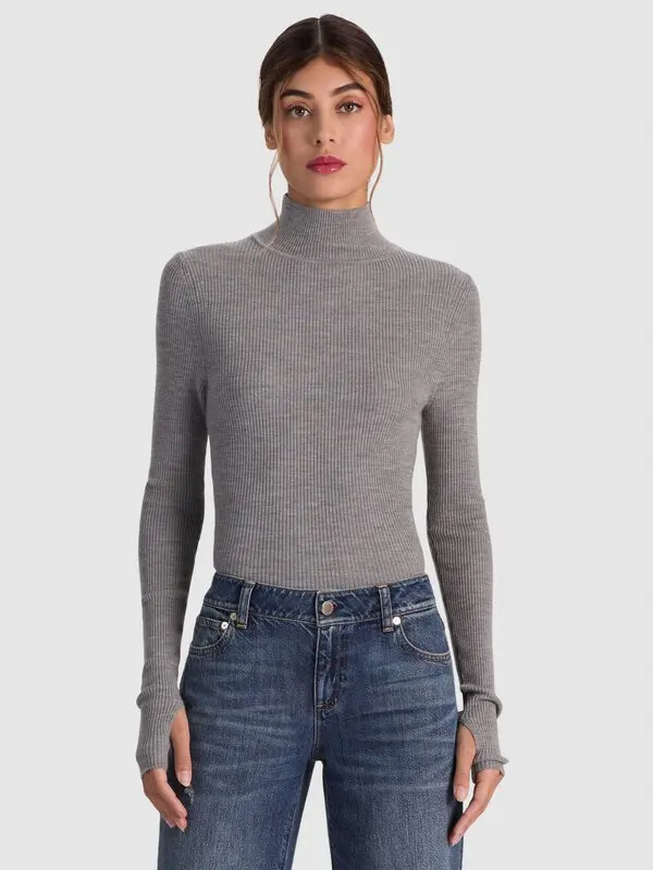 Alice + Olivia Roberta Wool Turtleneck - Medium Heather Grey