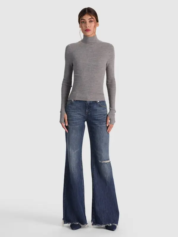 Alice + Olivia Roberta Wool Turtleneck - Medium Heather Grey