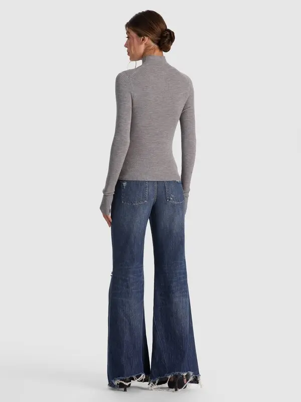 Alice + Olivia Roberta Wool Turtleneck - Medium Heather Grey