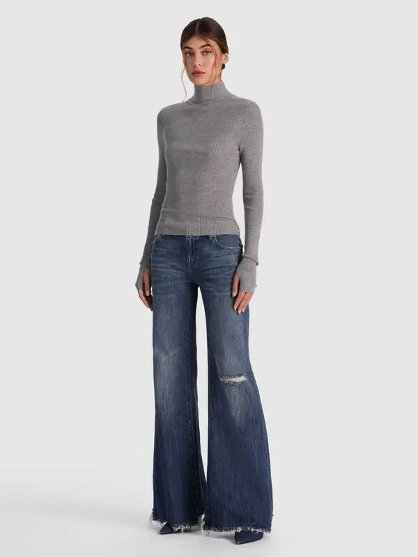 Alice + Olivia Roberta Wool Turtleneck - Medium Heather Grey
