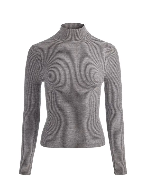 Alice + Olivia Roberta Wool Turtleneck - Medium Heather Grey