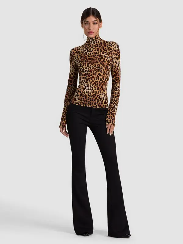 Alice + Olivia Delaina Turtleneck Top With Bold Print