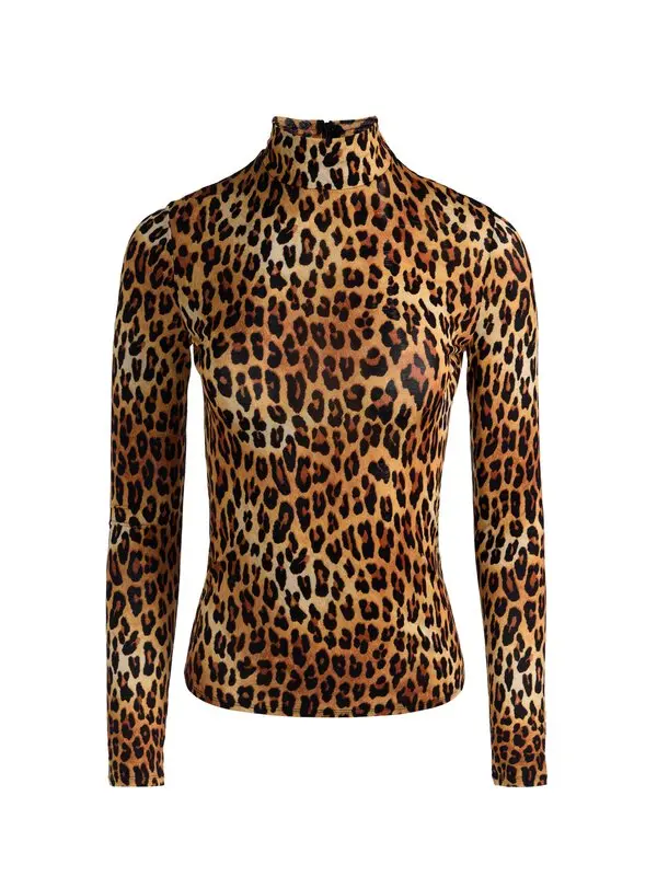 Alice + Olivia Delaina Turtleneck Top With Bold Print