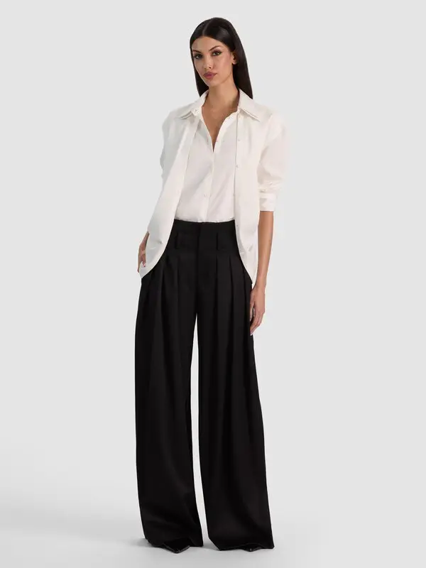 Alice + Olivia Benson Wool Pleated Pant