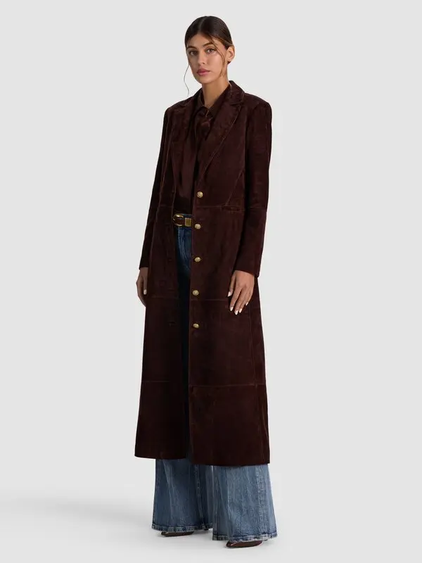 Alice + Olivia Irvin Suede Slim Maxi Blazer